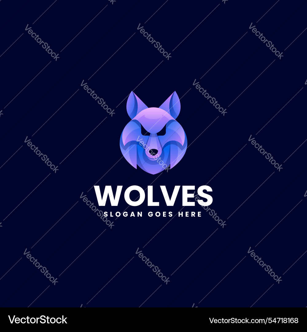 Wolves gradient colorful logo Royalty Free Vector Image