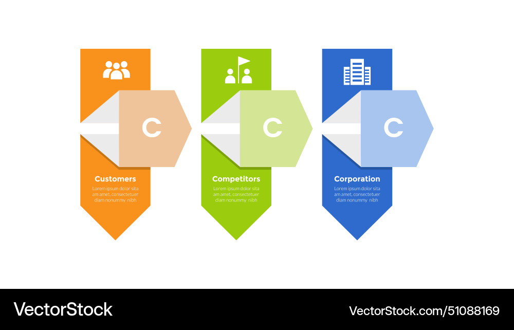 3cs marketing model infographics template diagram Vector Image