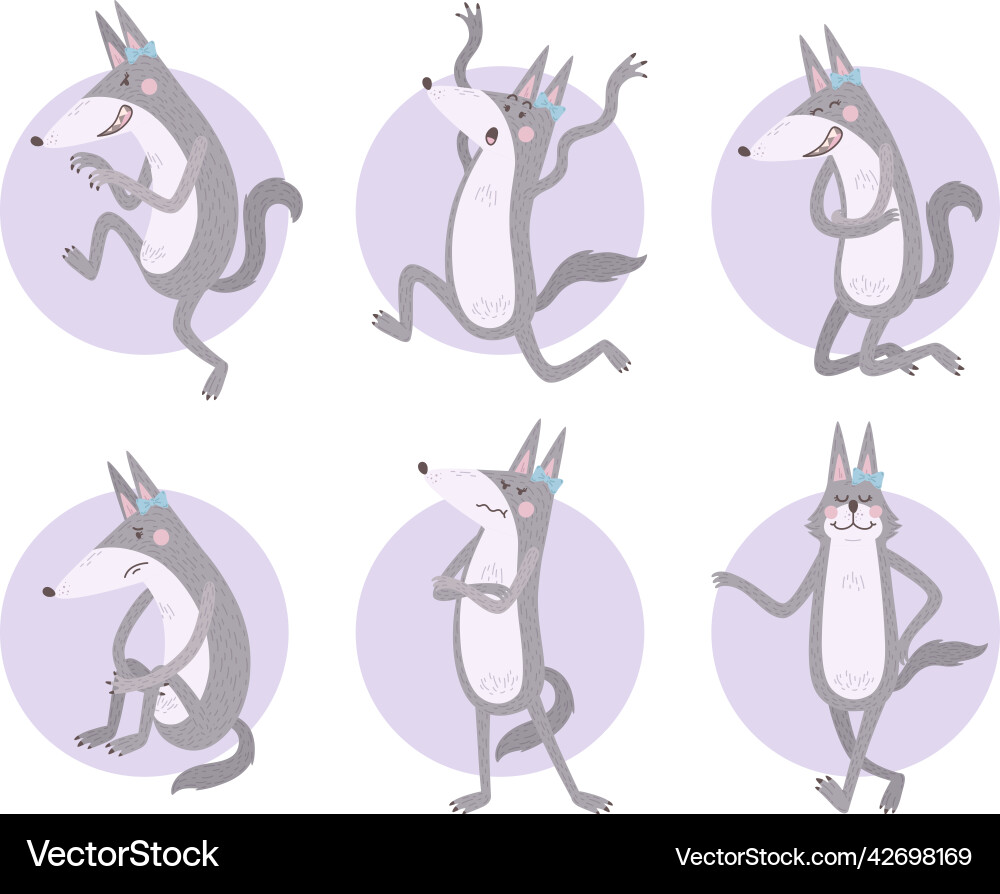 Cartoon wolf set Royalty Free Vector Image - VectorStock