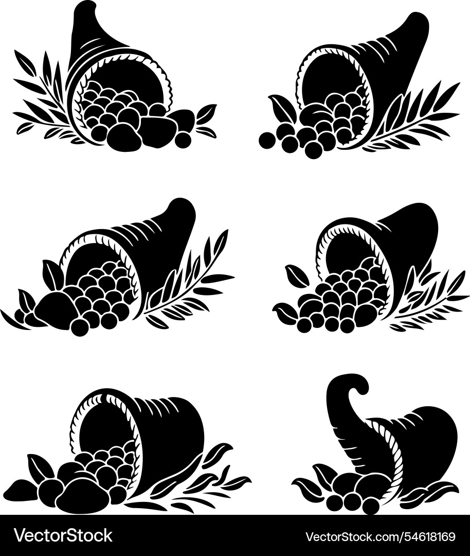 Cornucopias an silhouette Royalty Free Vector Image