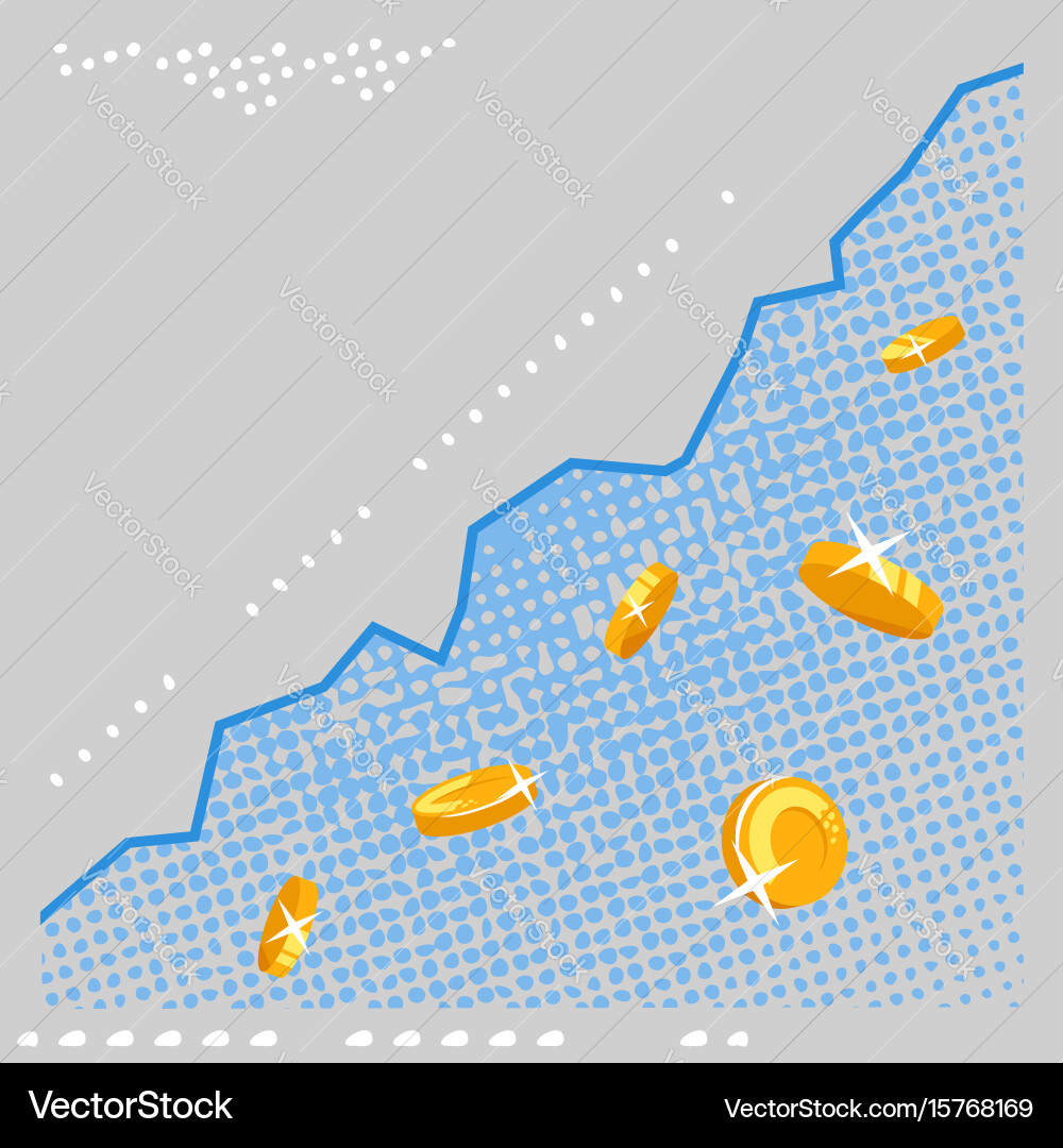 Currency Growth Chart with Coins Royalty Free Vector Image