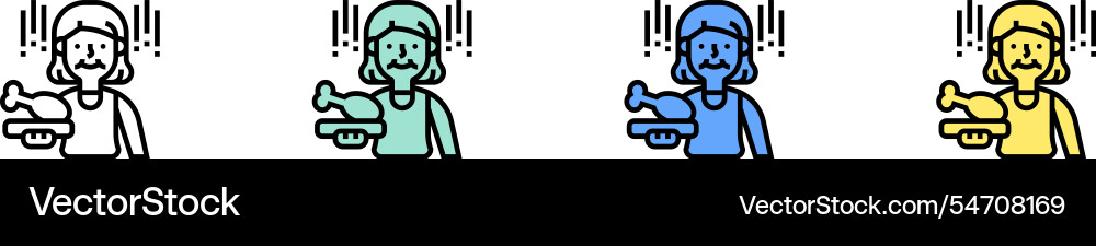 Eating disorder icon outline green blue Royalty Free Vector