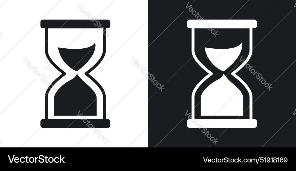 Hourglass icon set in solid black and white color Vector Image