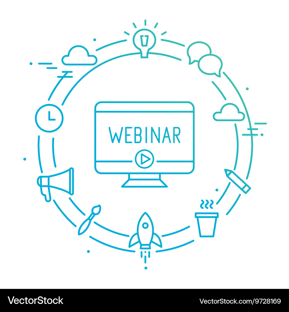 Online Event & Webinar Icons Royalty Free Vector Image