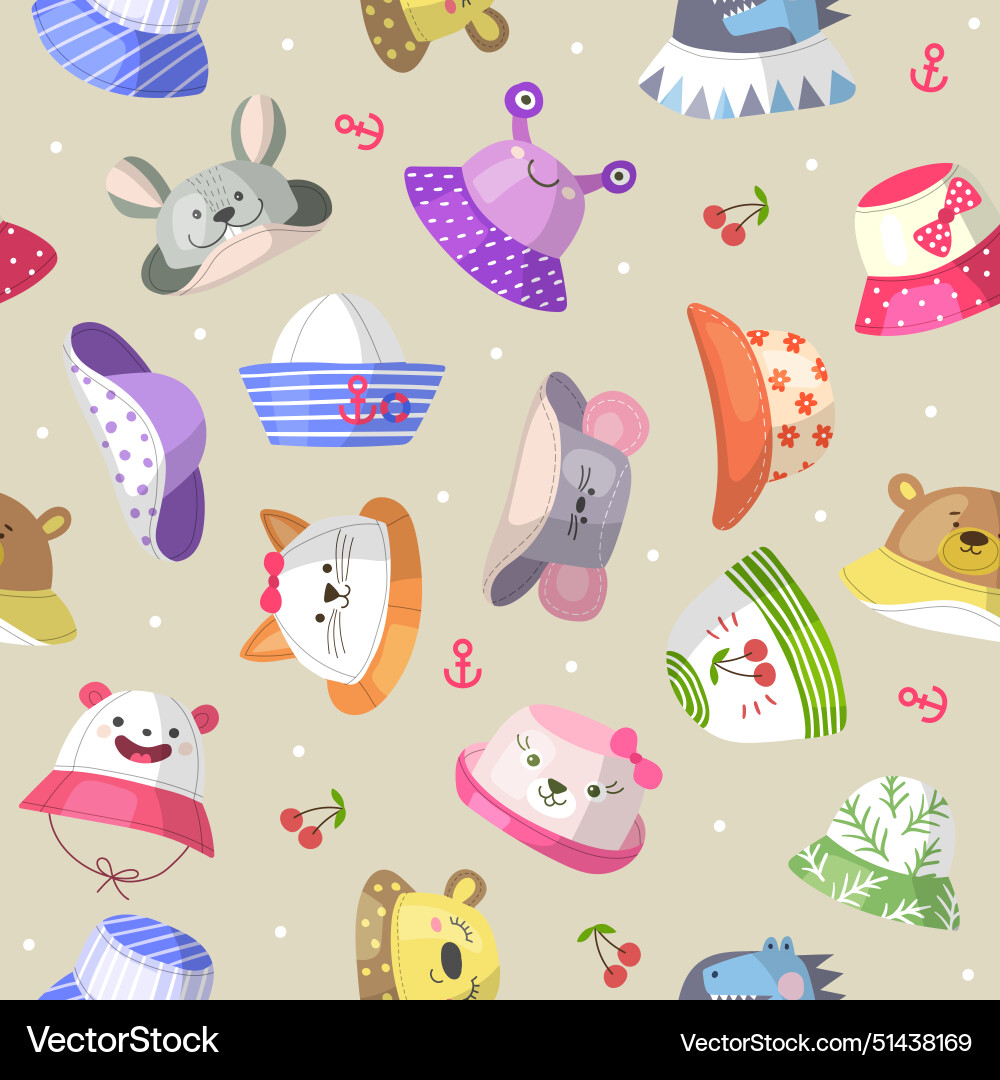 Panama pattern headwear for kids sun protection Vector Image