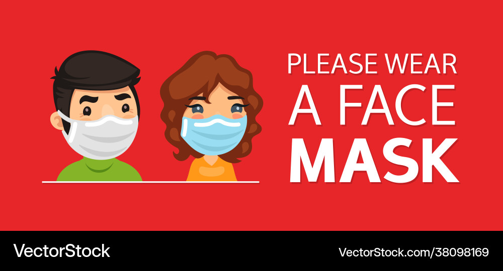 Please wear a face mask red poster Royalty Free Vector Image