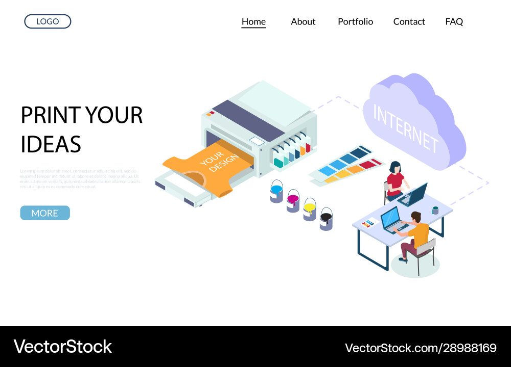 Print Shop Website Template Royalty Free Vector Image