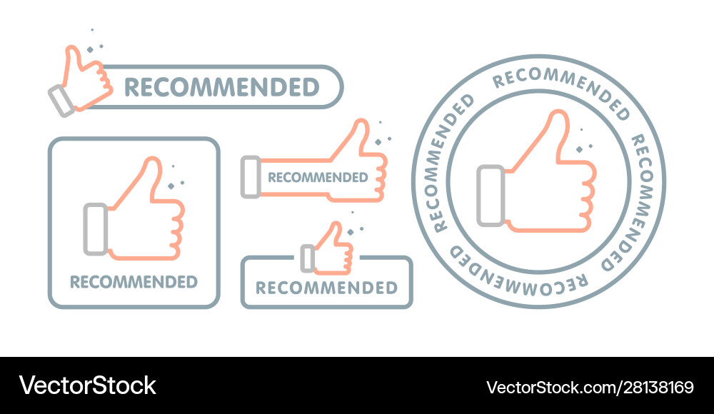 Recommended icon set line label Royalty Free Vector Image