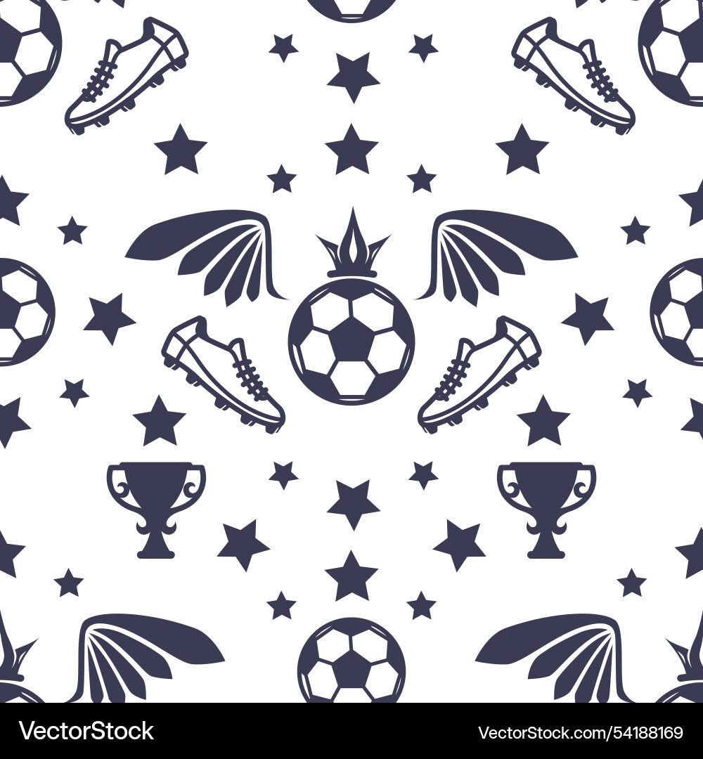 Soccer trophy star seamless pattern Royalty Free Vector
