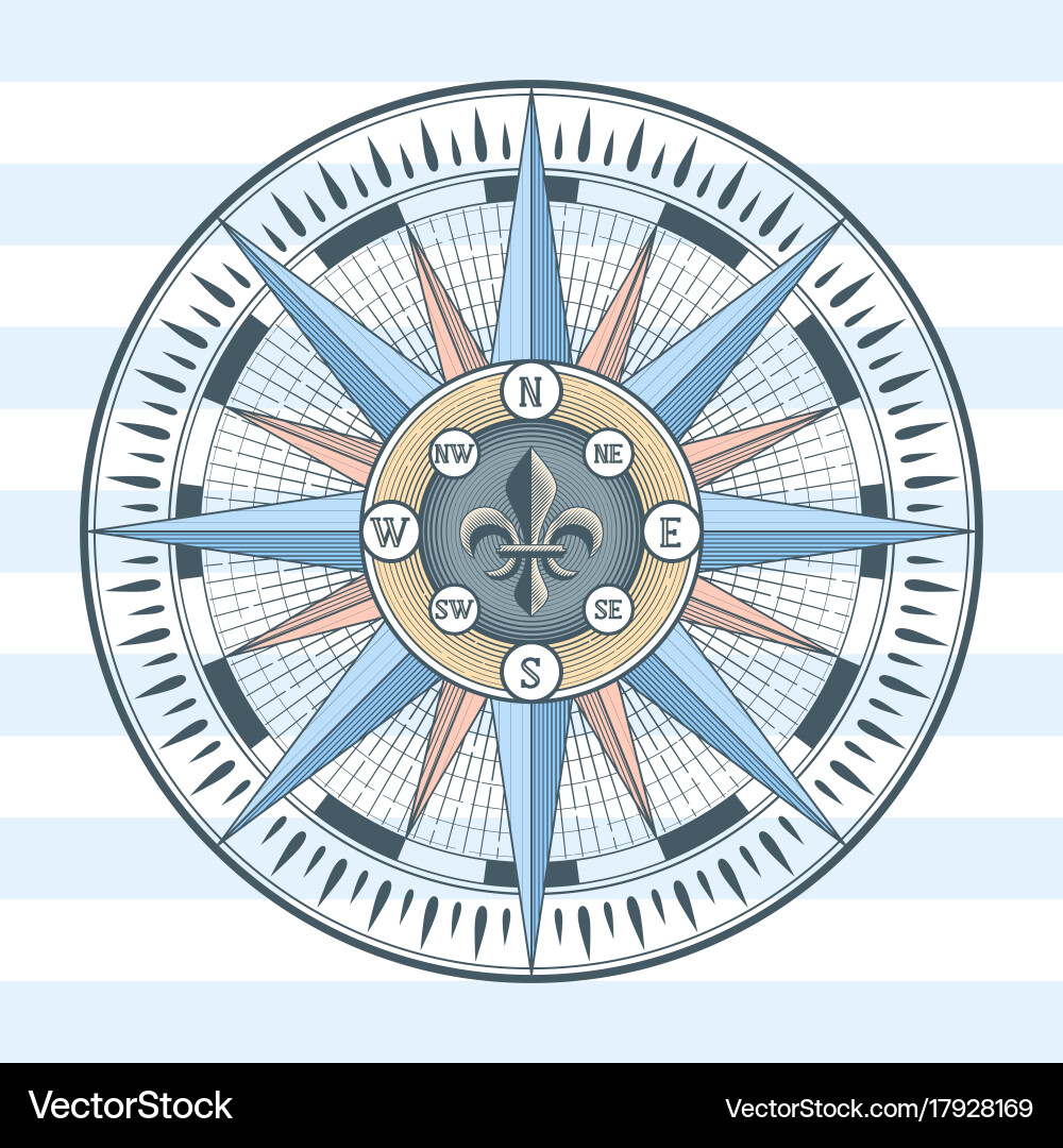 Wind rose compass Royalty Free Vector Image - VectorStock