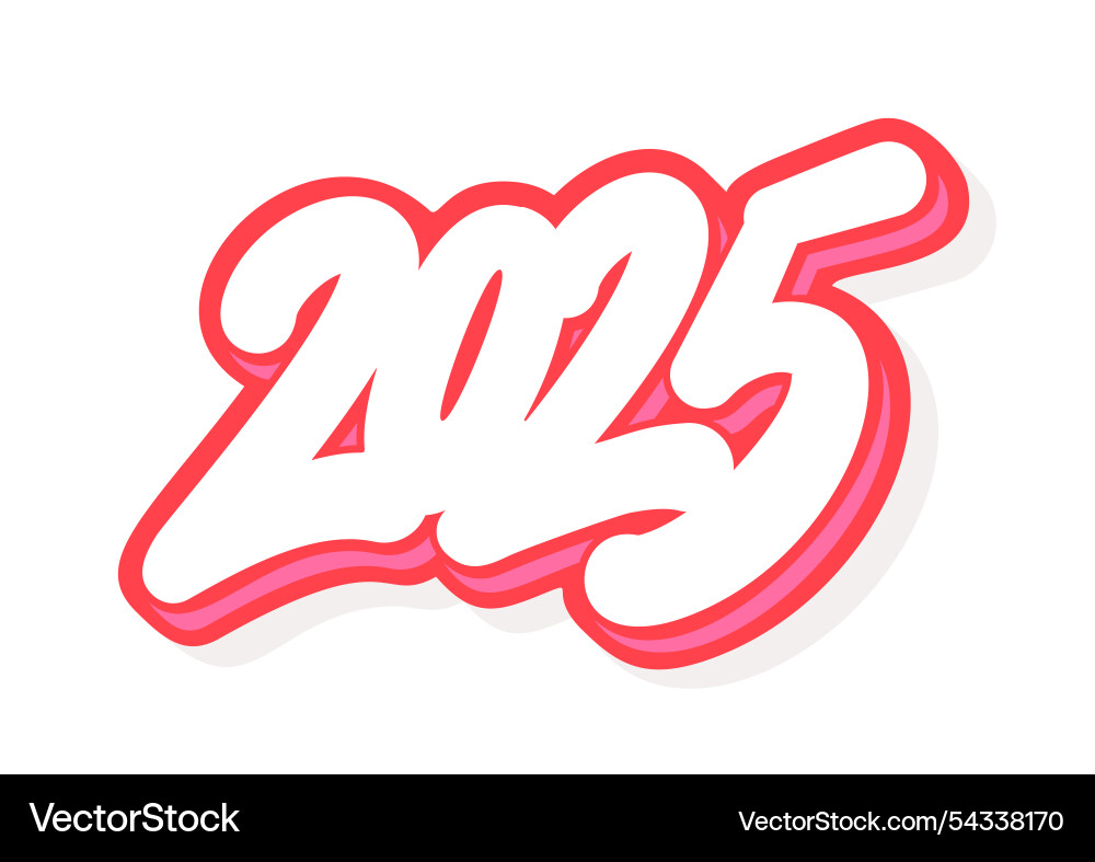 2025 handwritten lettering colorful Royalty Free Vector