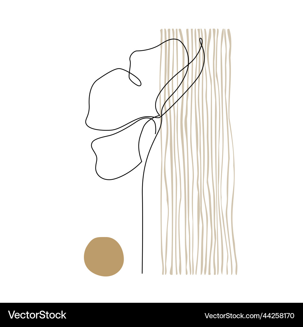 Abstract one line continuous poppy flower drawing Vector Image