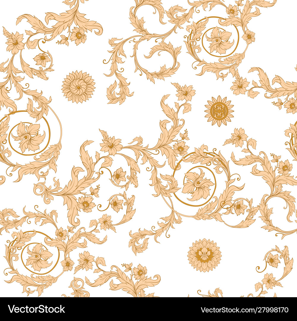 Baroque Floral Pattern Royalty Free Vector Image