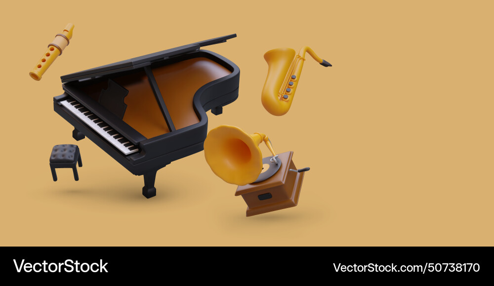 Concept with realistic musical instruments Vector Image