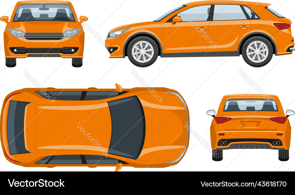 Crossover suv template side front back top view Vector Image
