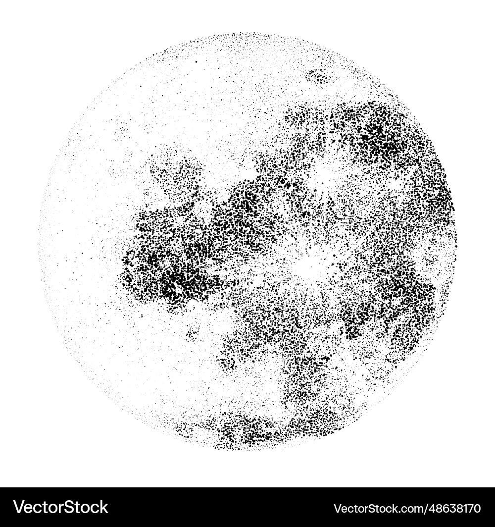 Dotwork stippling full moon Royalty Free Vector Image