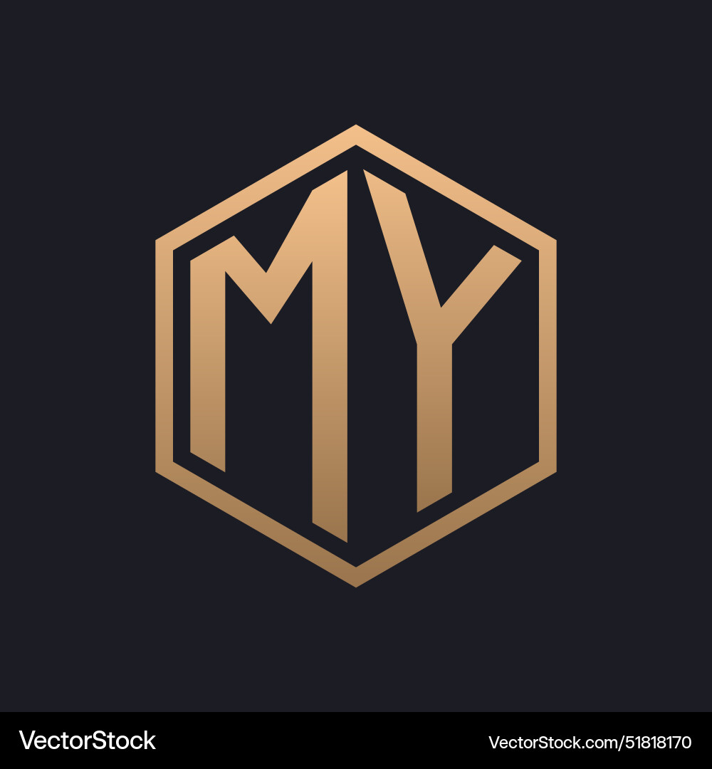 Elegant hexagon letter my logo design initial Vector Image