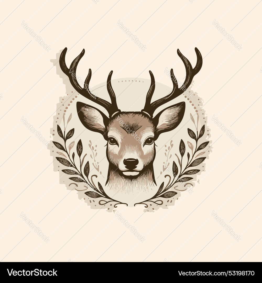 Exquisite deer face drawing Royalty Free Vector Image