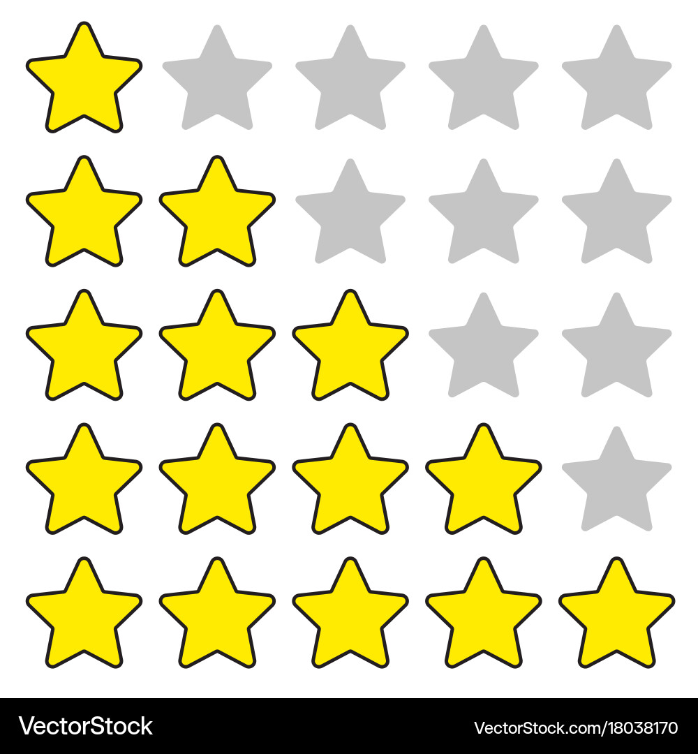 Five star rating different ranks Royalty Free Vector Image
