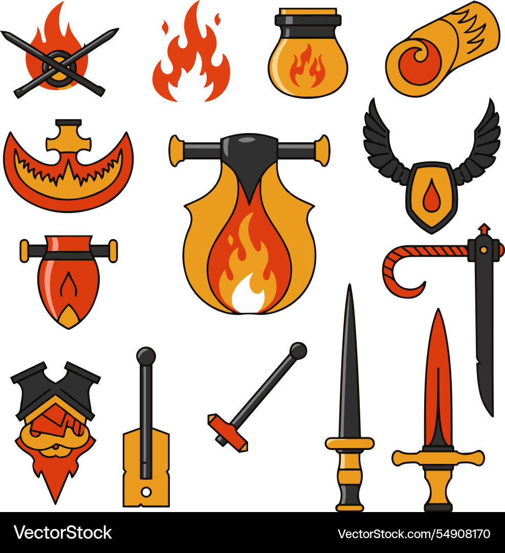 Flame fire icon set element Royalty Free Vector Image