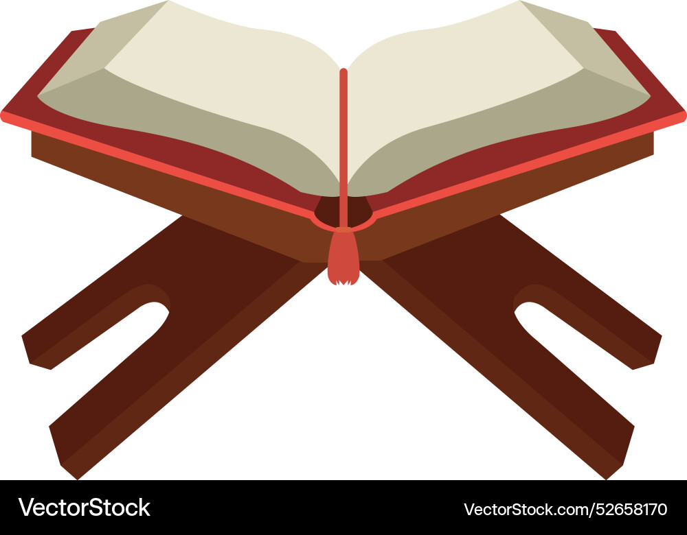 Opened quran islamic holy book on stand Royalty Free Vector