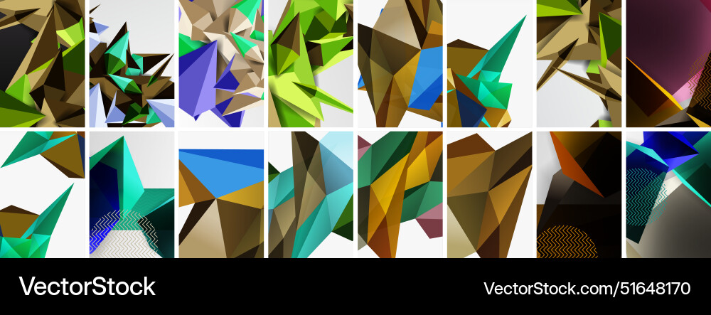 Set of low poly triangles poster geometric Vector Image