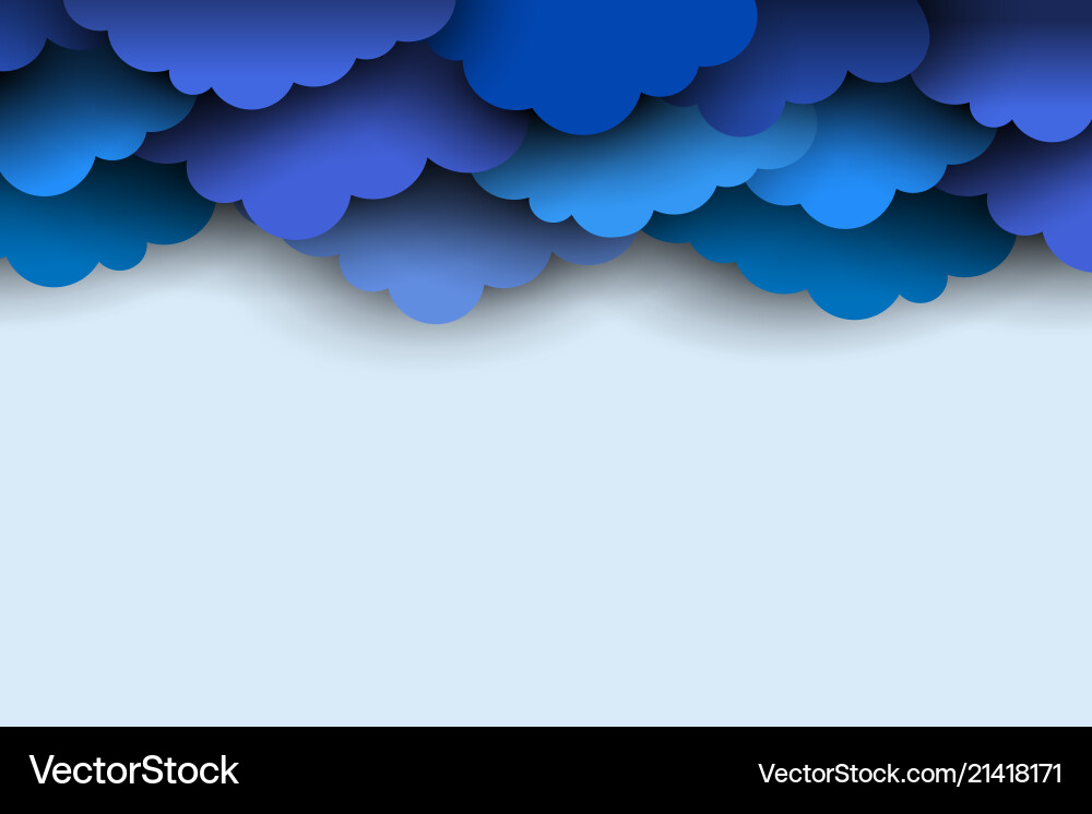 Blue Paper Cut Cloud Border Royalty Free Vector Image