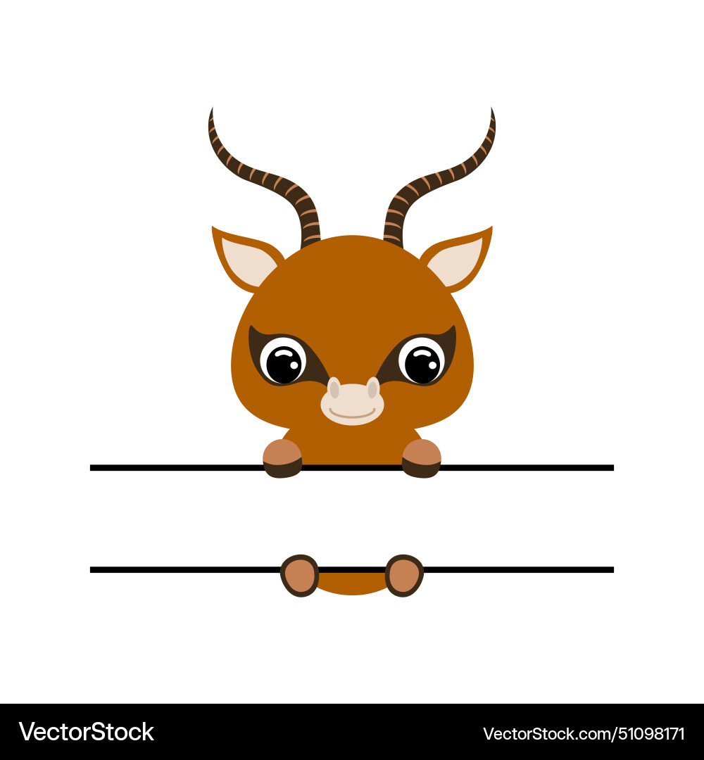 Süße Gazelle Split Monogramm lustige Cartoon Vektorbild