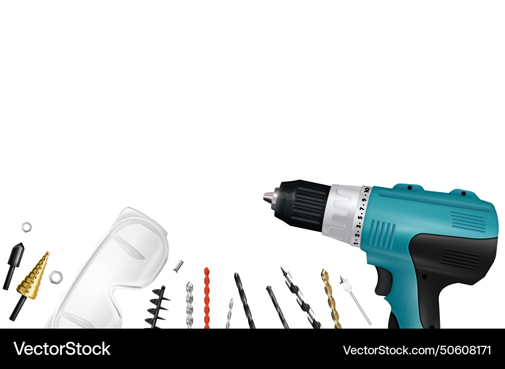 Drilling machine realistic composition Royalty Free Vector