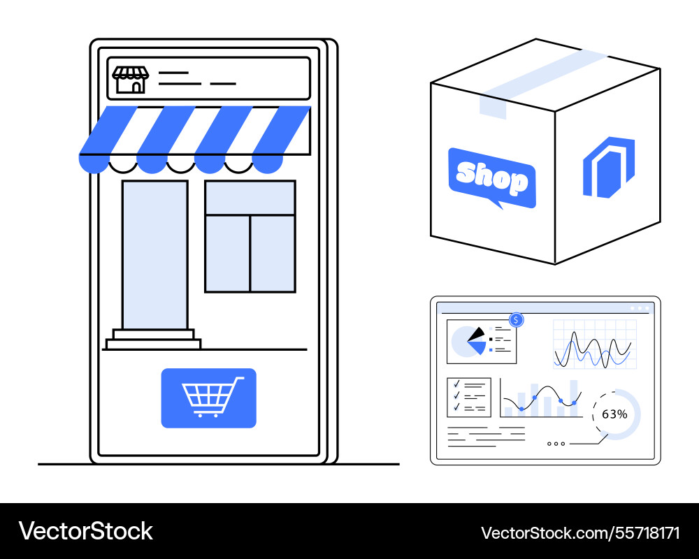 E-commerce storefront on mobile delivery package Vector Image