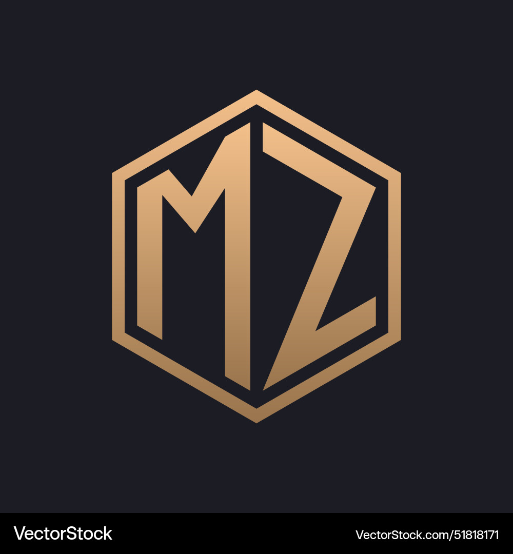 Elegant hexagon letter mz logo design initial Vector Image