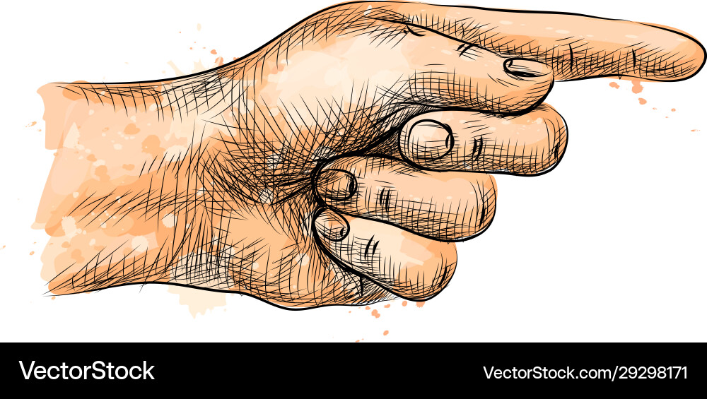Hand pointing finger from a splash Royalty Free Vector Image