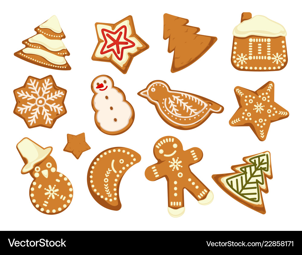 Happy holidays christmas traditional cookies Vector Image