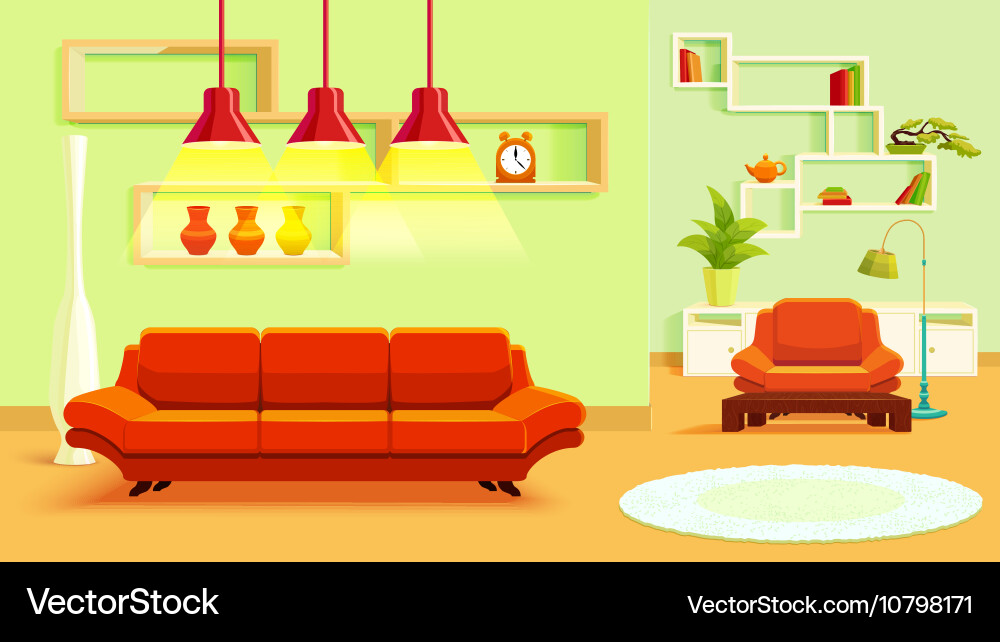 Living room interior design Royalty Free Vector Image