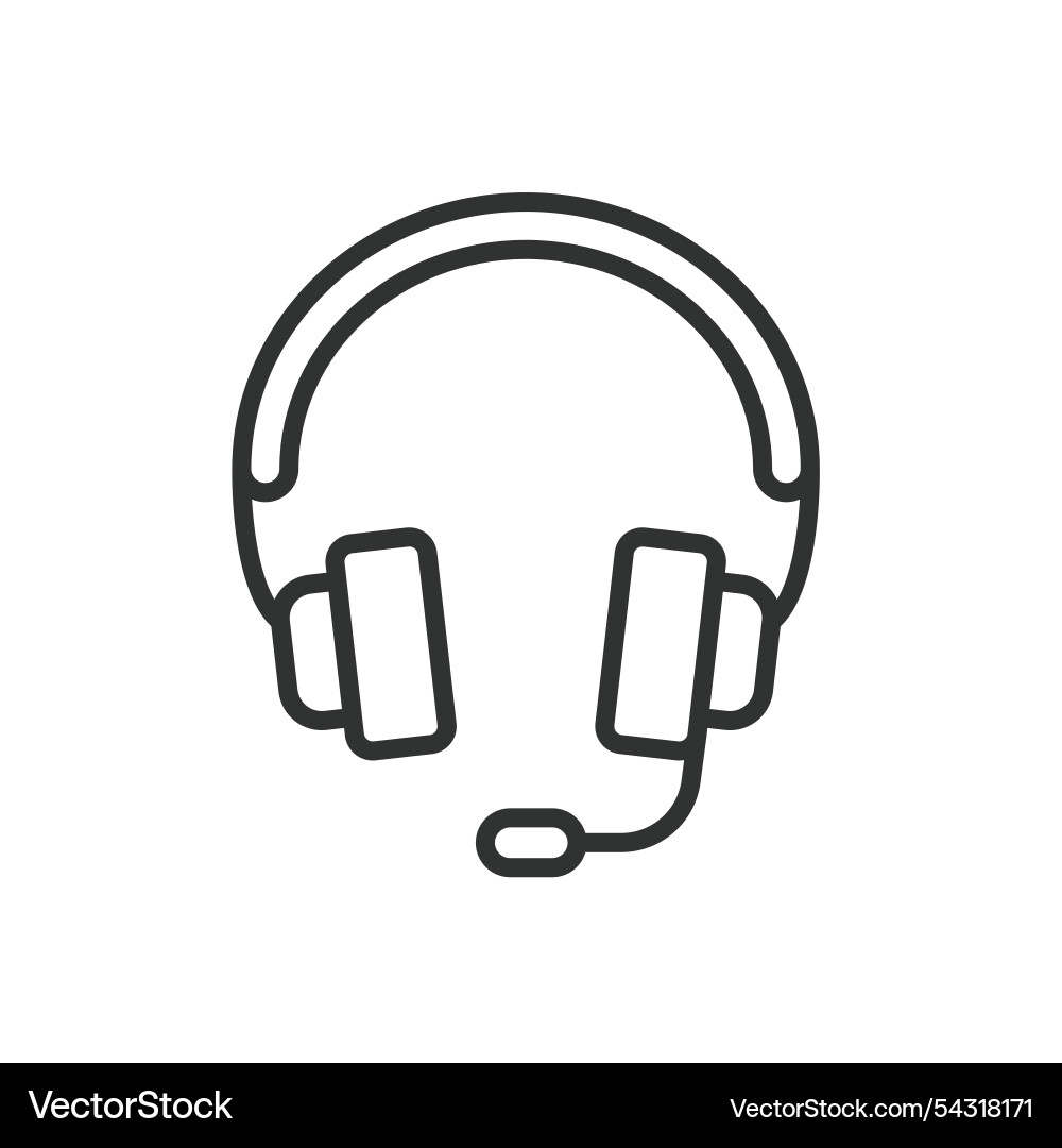 Pc headphones icon in line design Royalty Free Vector Image