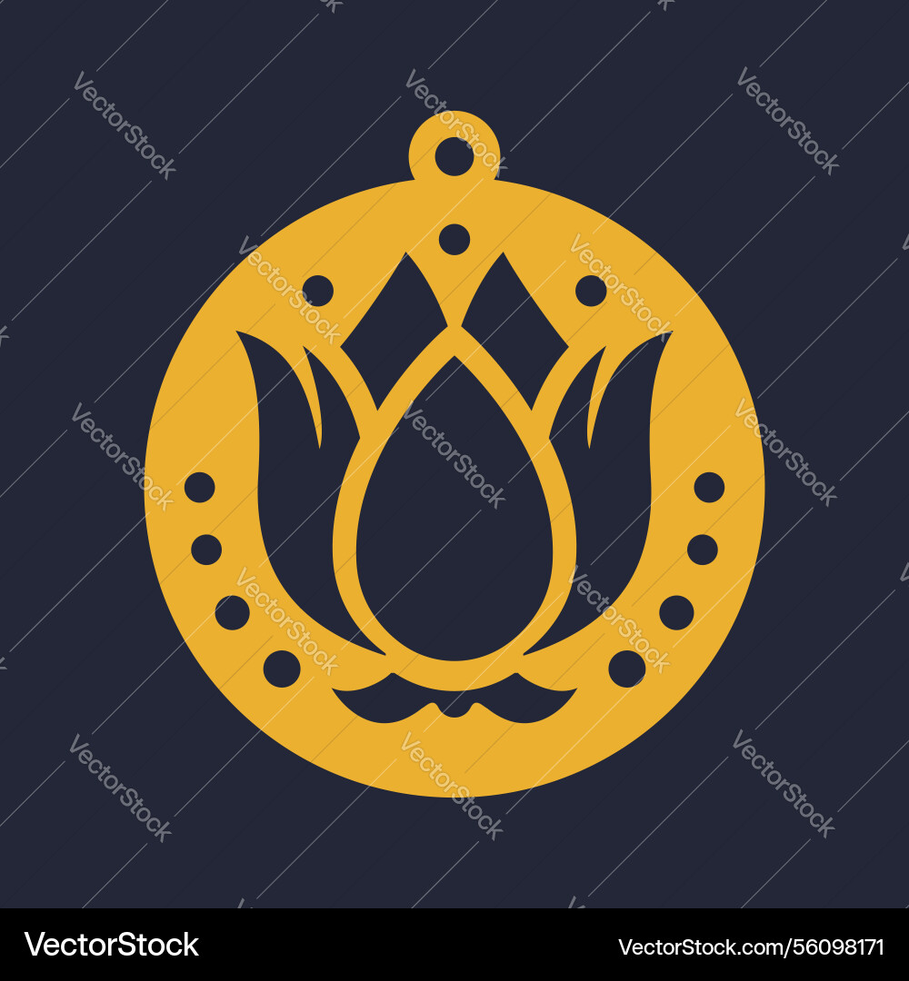 Round design with flower for earrings pendant Vector Image