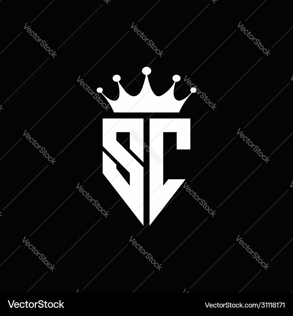 SC Monogram Logo with Crown Royalty Free Vector Image