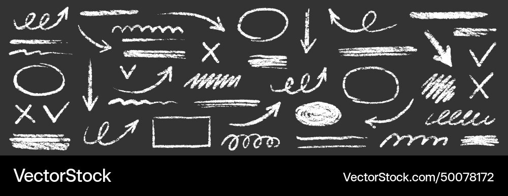 Chalk scribble arrow line brush set crayon Vector Image