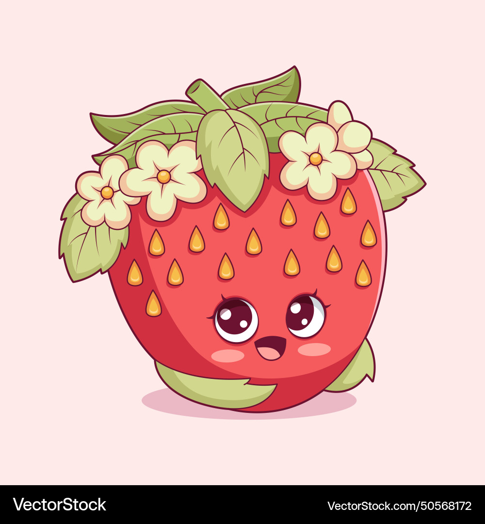 Cute strawberry character design Royalty Free Vector Image