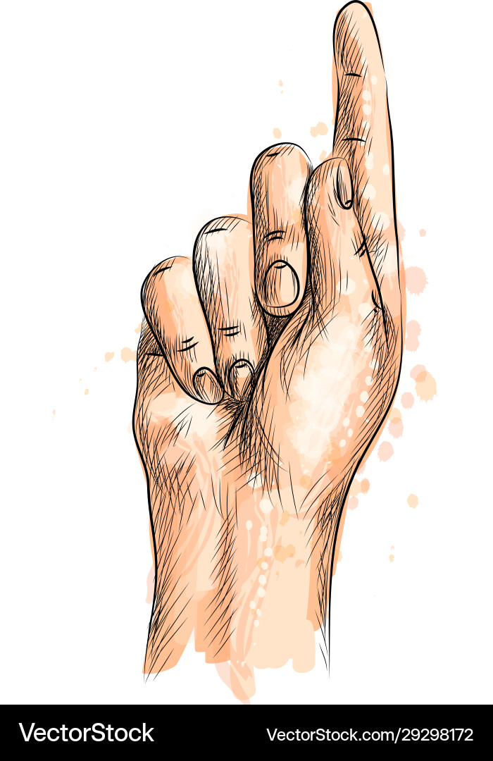 Hand with one finger up from a splash Royalty Free Vector