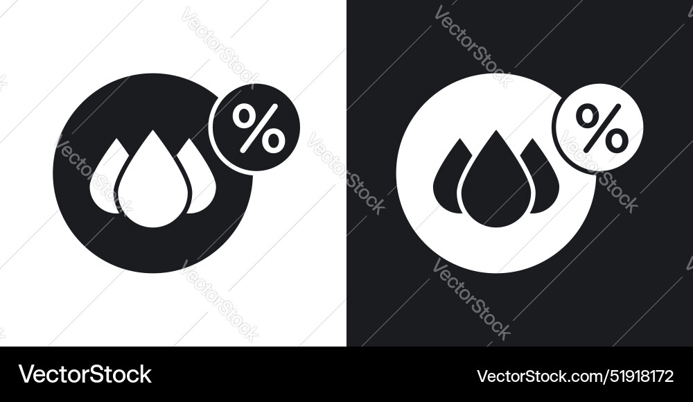Humidity icon set in solid black and white color Vector Image