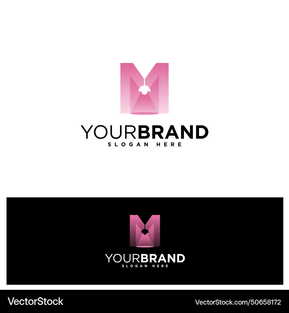Letter m with spotlight logo design concept Vector Image