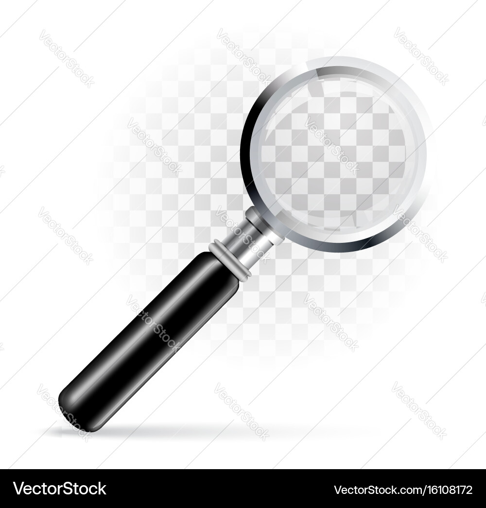 Magnifier on a transparent background Royalty Free Vector