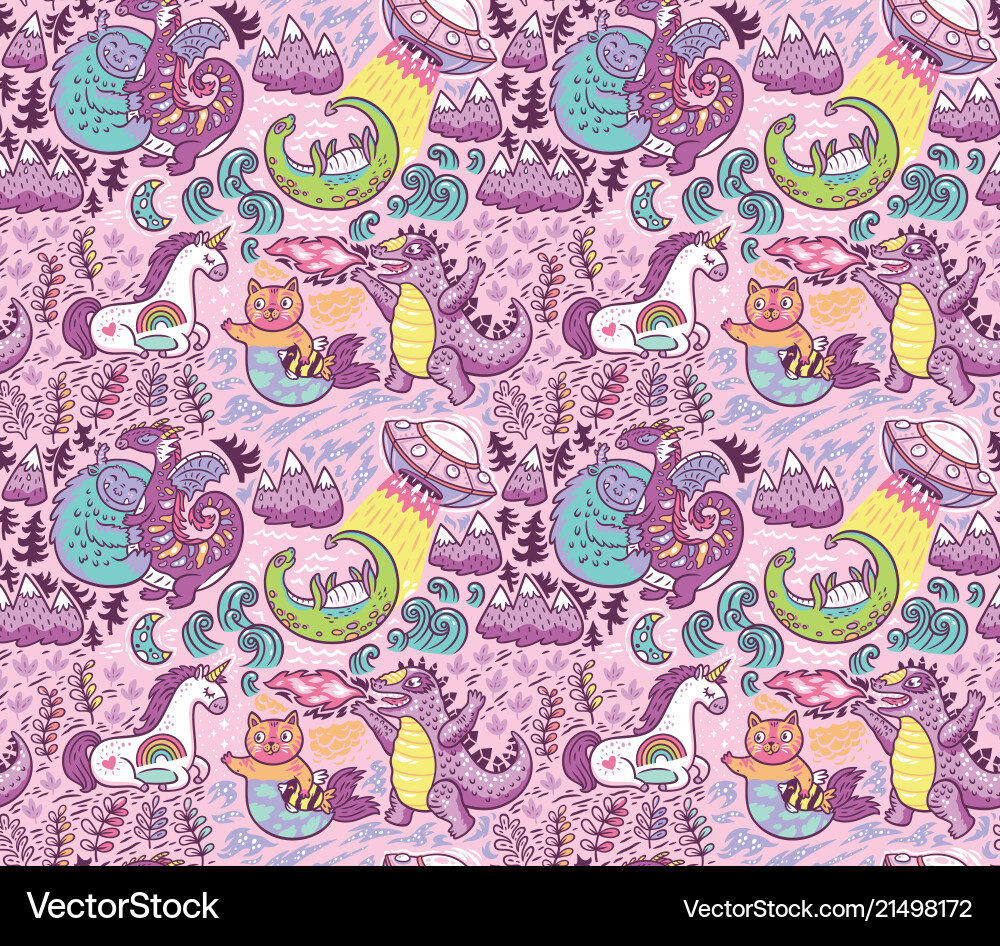 Mythical Creature Pattern Royalty Free Vector Image