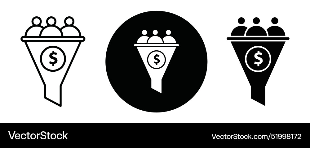 Sales funnel outline icon collection or set Vector Image