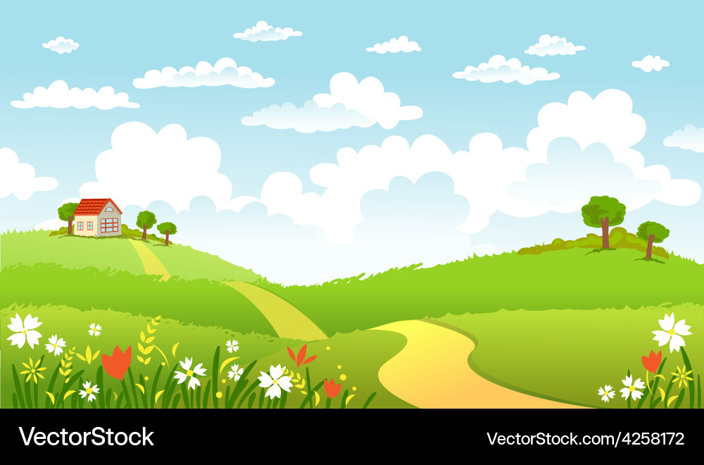 Serene Green Country Road Royalty Free Vector Image