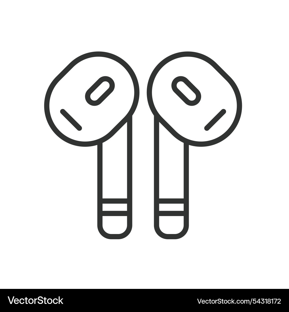 Wireless headphones icon in line design Royalty Free Vector