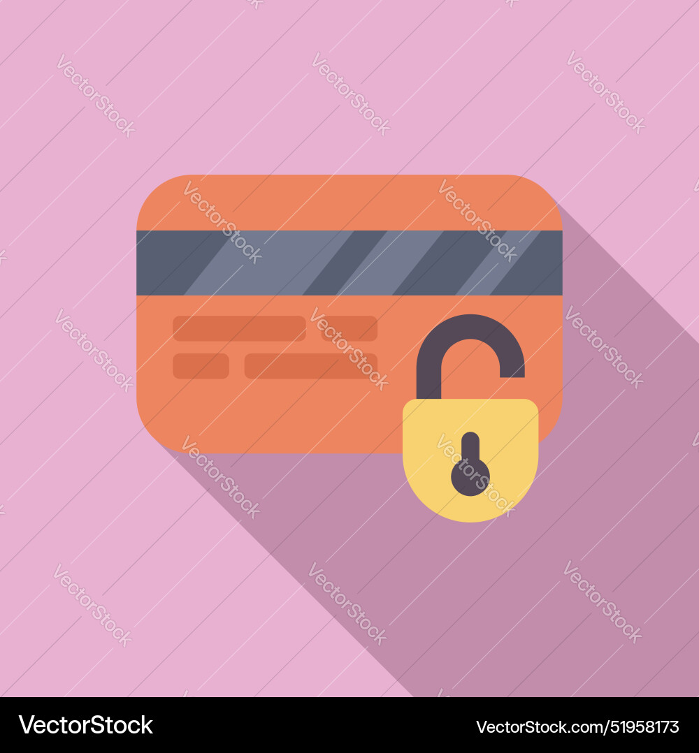 Credit card with unlocked padlock symbolizing Vector Image