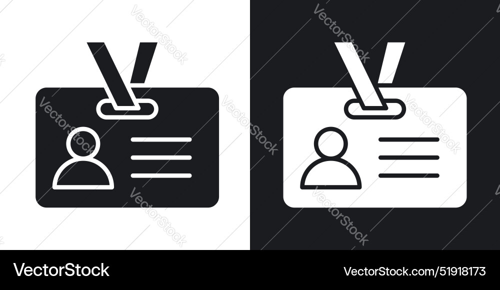 Id badge icon set in solid black and white color Vector Image