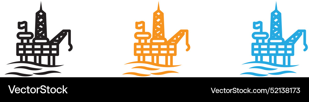 Oil platform logo set collection for web app ui Vector Image